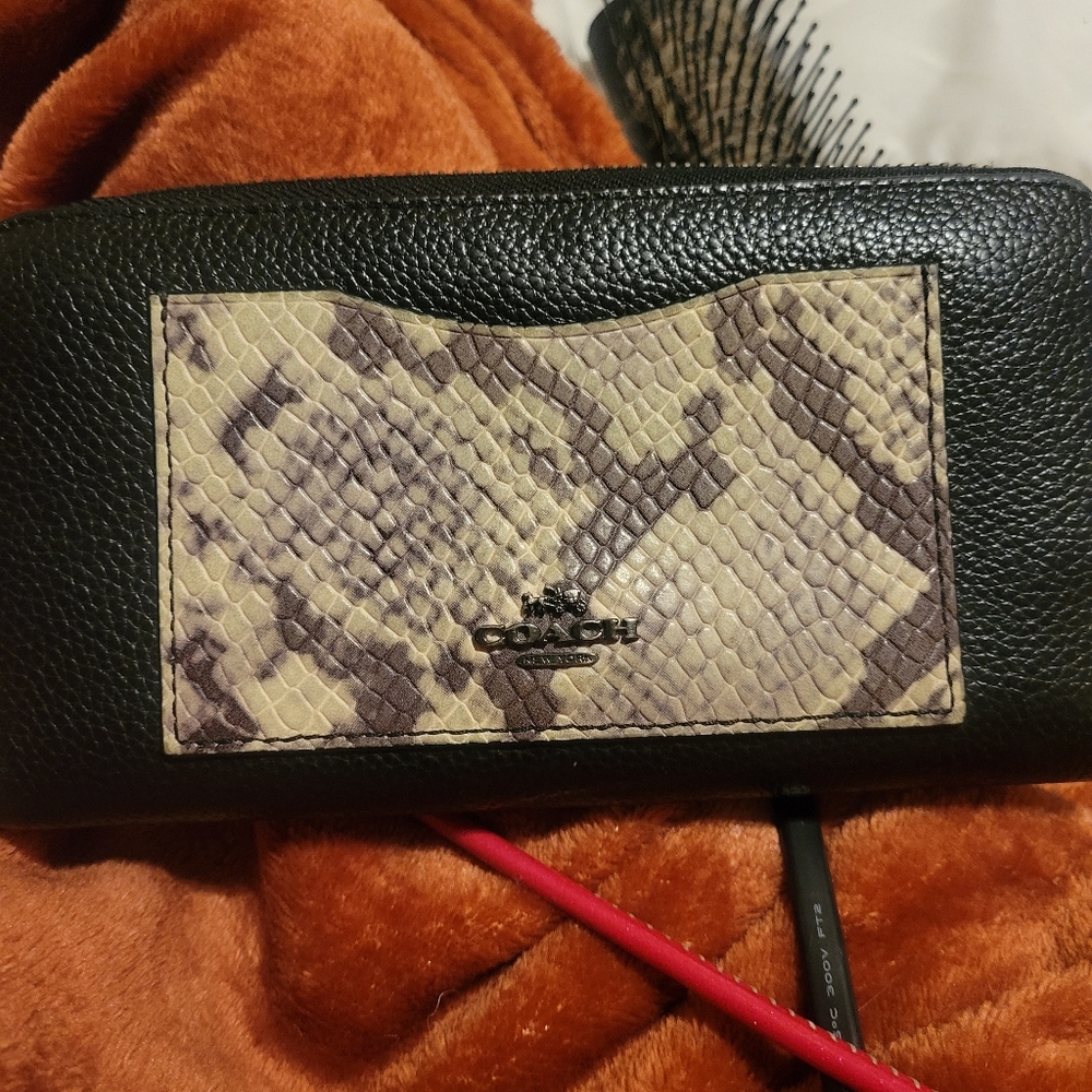 Coach Black & Snake Skin Checkbook Wallet - Gem